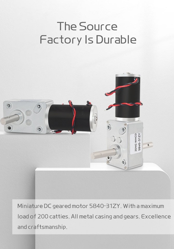 DC 12V 24V 5840-31ZY Worm Gear Self-Locking Motor Dual-Shaft High ...