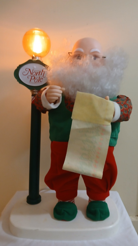Vintage RENNOC Animated Santa Claus North Pole Lighted Lamp Post ...