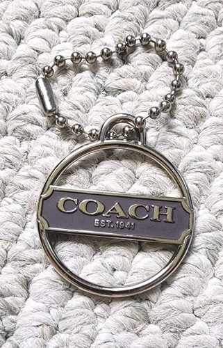 COACH Keychain Silvertone Metal Medallion Logo Ball Keyring Purse Charm ...