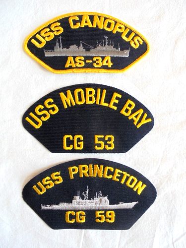 3 Vintage US Navy Ship Patches - USS Canopus - USS Mobile Bay - USS ...
