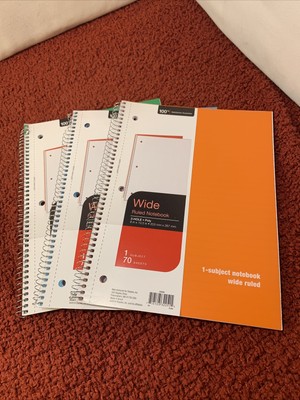 Staples 1-Subject 70 Sheet Wide-Ruled Notebook / 3 Pack | eBay