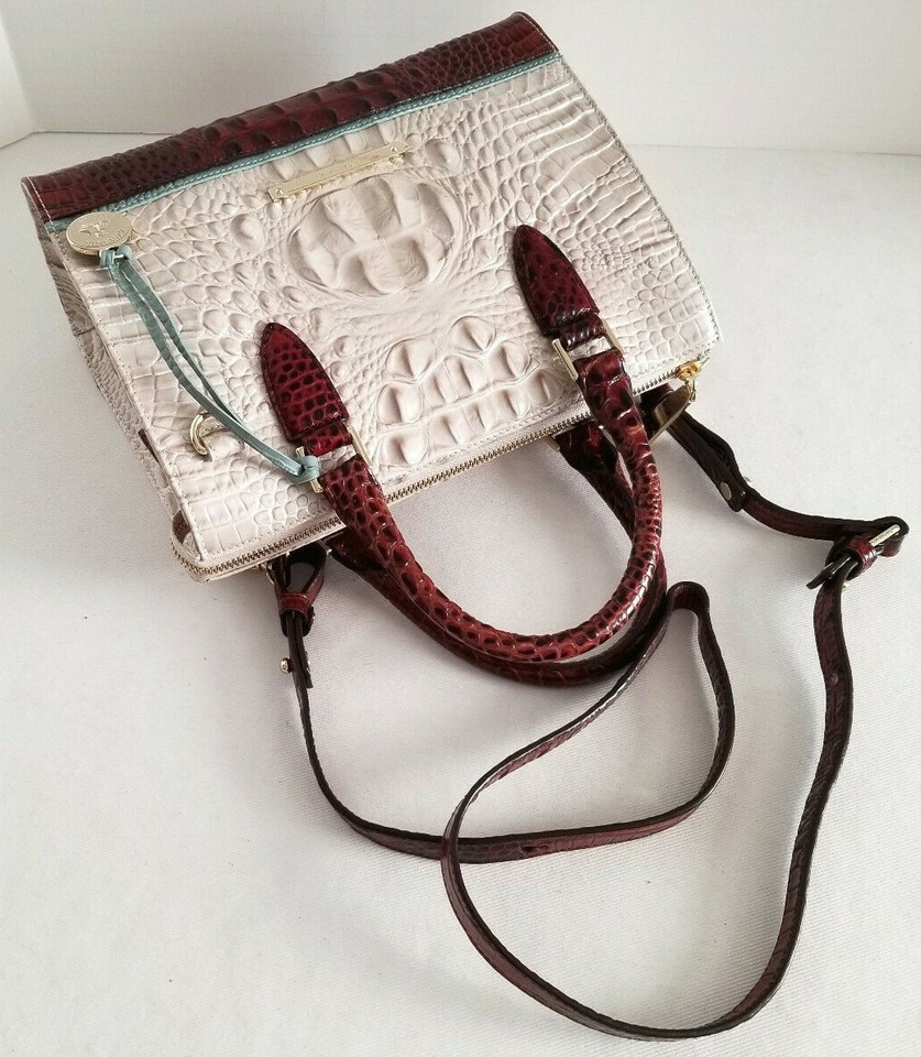 🌹Brahmin Anywhere Convertible Satchel Linen Tri-color Leather Bag NWT ...