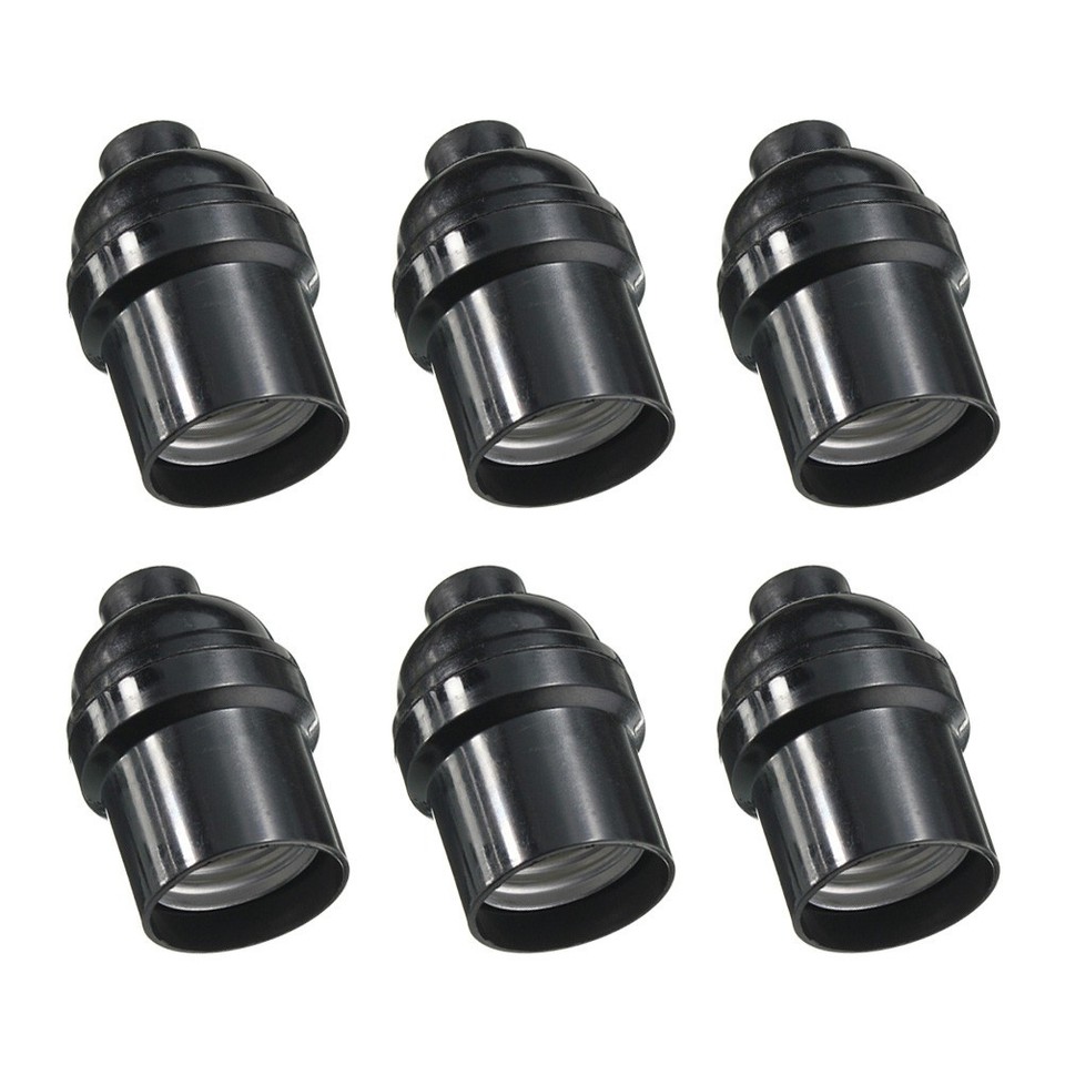 6pcs Black Plastic E26 E27 Screw Bulb Base Lamp Holder Adapter for ...