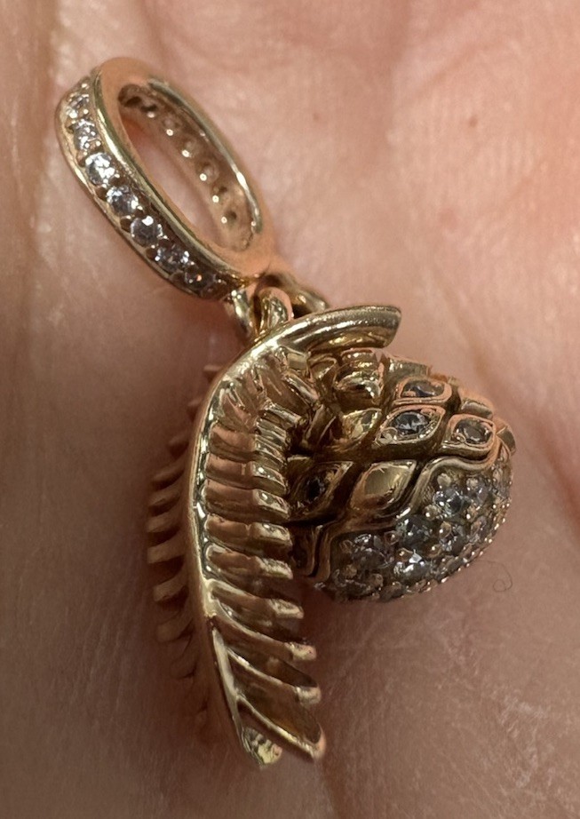 Pandora Sparkling Pine Cone 14k Rose Gold-plated Dangle Charm 789557C01 ...