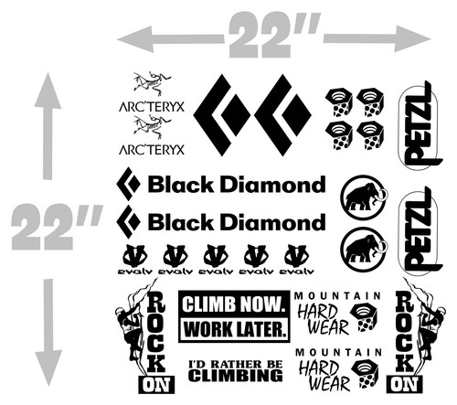 SET OF 25 CLIMBING DECAL VINYL brand logo CLIMB sticker black diamond ...
