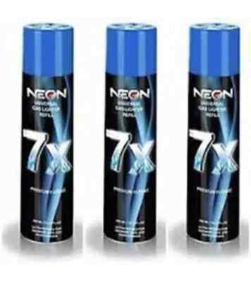 3 Can Neon 7X Refined Butane Lighter Gas Fuel Refill 300 mL /10.14 oZ ...