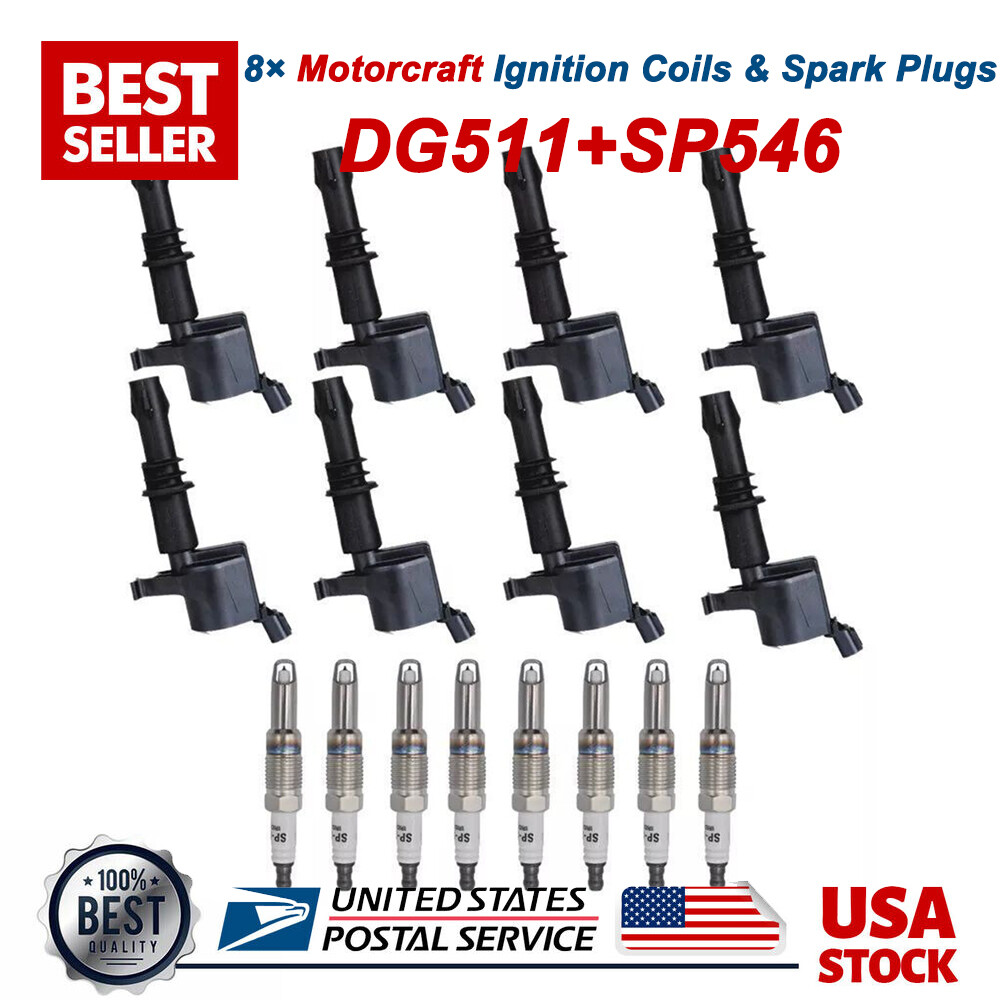 8× Motorcraft DG511 Ignition Coils &8 Spark Plugs SP546 For F150 F-250 ...