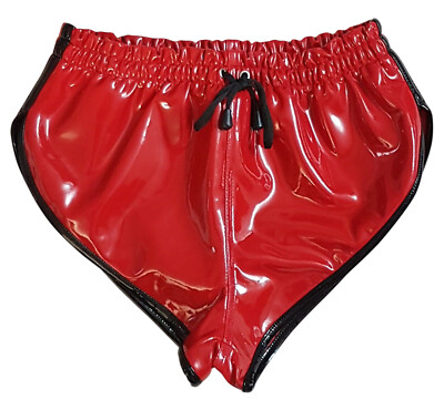 Genuine PVC Men Red Drawstring Bulge Pouch Briefs Bikini Trunk ...