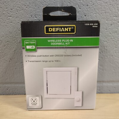 NEW Defiant Wireless Plug-in Doorbell Kit with 1 Push Button/White | eBay
