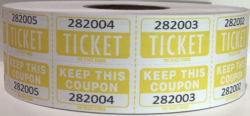 Easy Read Large Number Double Raffle Ticket Roll 2000 Easy Read Yellow ...
