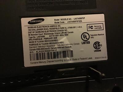 Samsung LN37A550 37-Inch 1080p LCD HDTV - Fair Condition (LN37A550P3F ...
