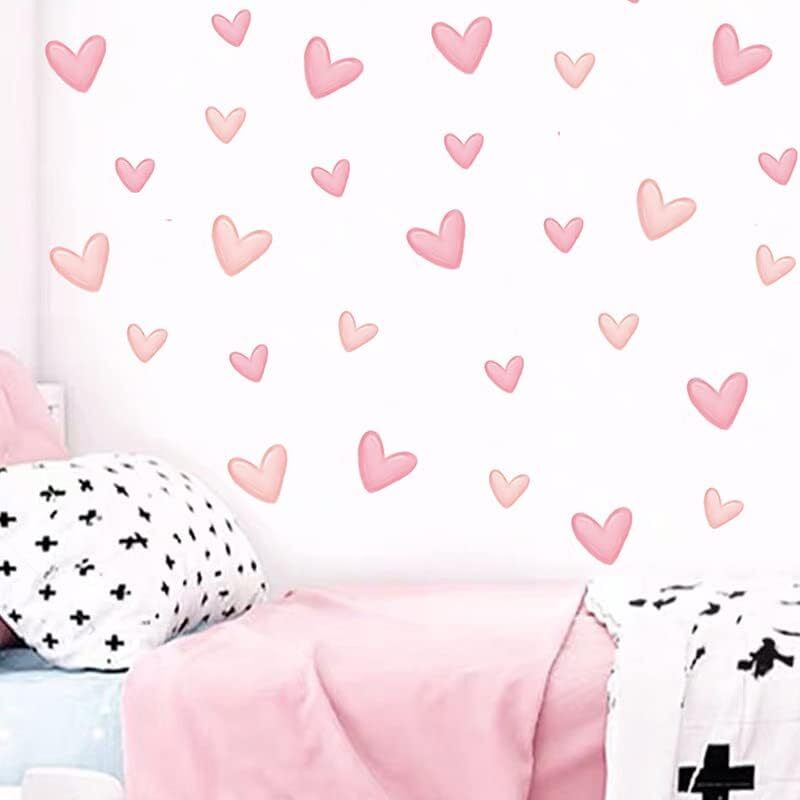 80pcs Pink Heart Shape Wall Stickers for Bedroom Living Room Girls | eBay