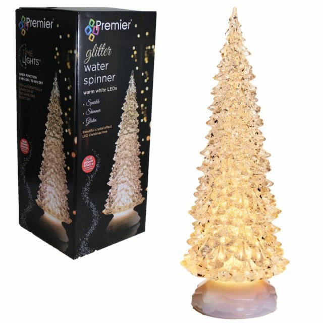 Premier LED Warm White Christmas Tree Glitter Water Spinner 32cm for ...