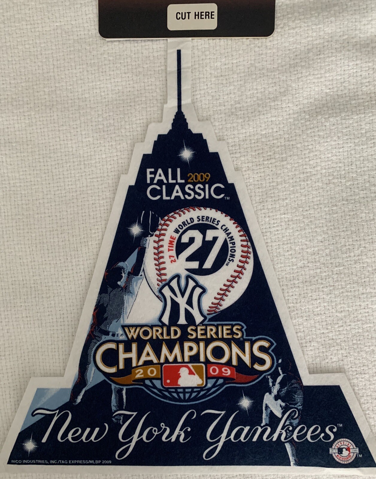NY YANKEES PENNANT 2009 WORLD SERIES CHAMPIONS 27 TIME FALL CLASSIC ...