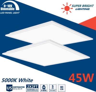 2x2FT LED Flat Panel Troffer Light,45W 5500K Recessed Drop Ceiling Lamp ...
