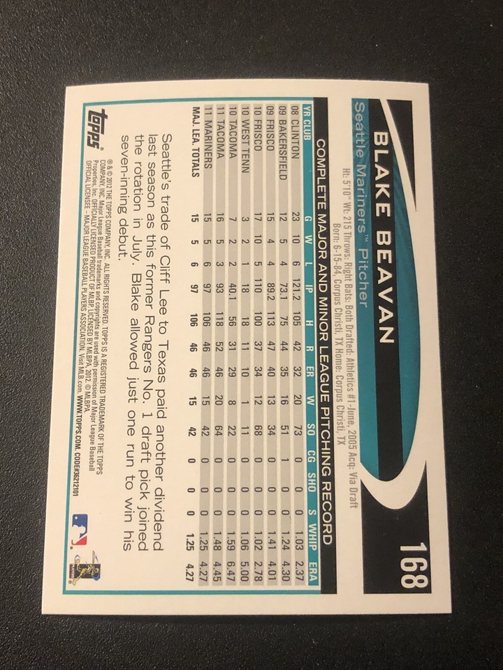 2012 Topps Gold Sparkle Blake Beavan #168 | eBay