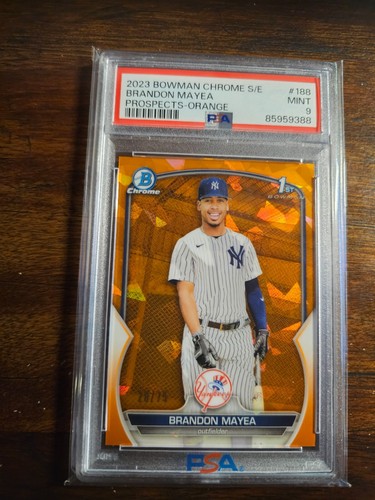 2023 Bowman Chrome Sapphire Brandon Mayea 1st PSA 9 MINT YANKEES 28/75 ...