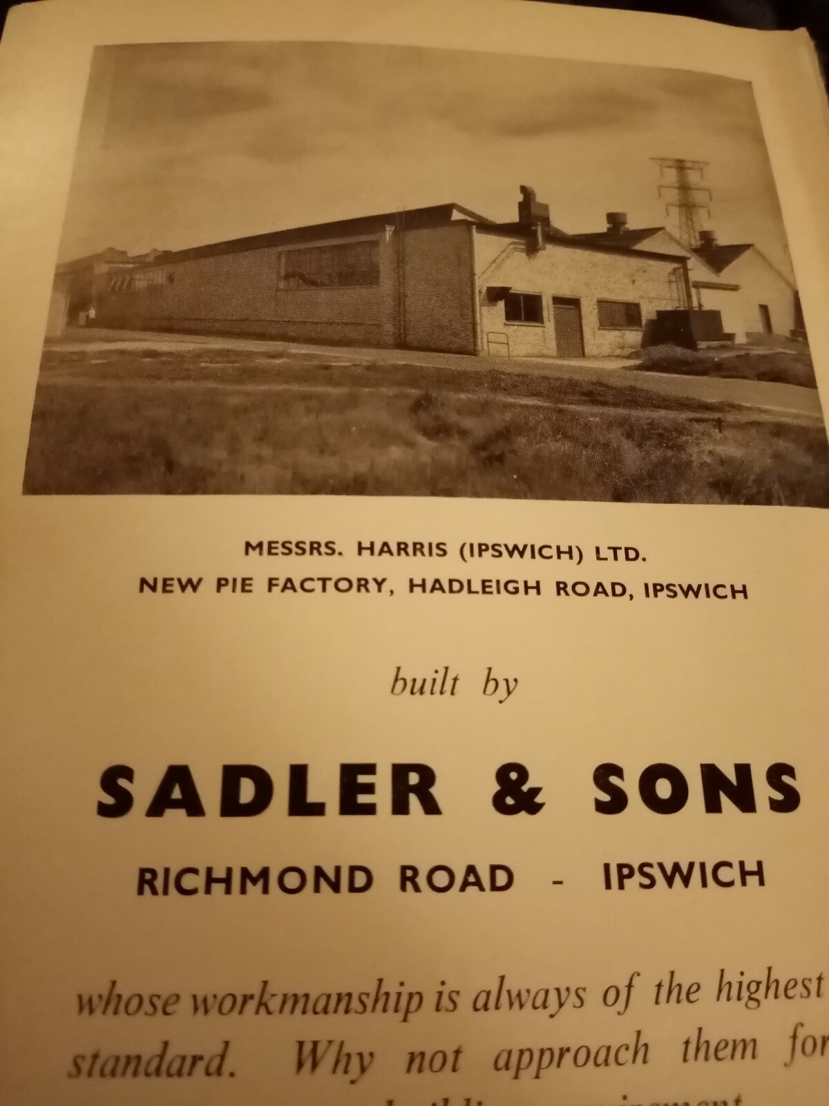 Ea7 Ephemera 1959 advert sadler & Sons Messrs Harris Ipswich Ltd | eBay