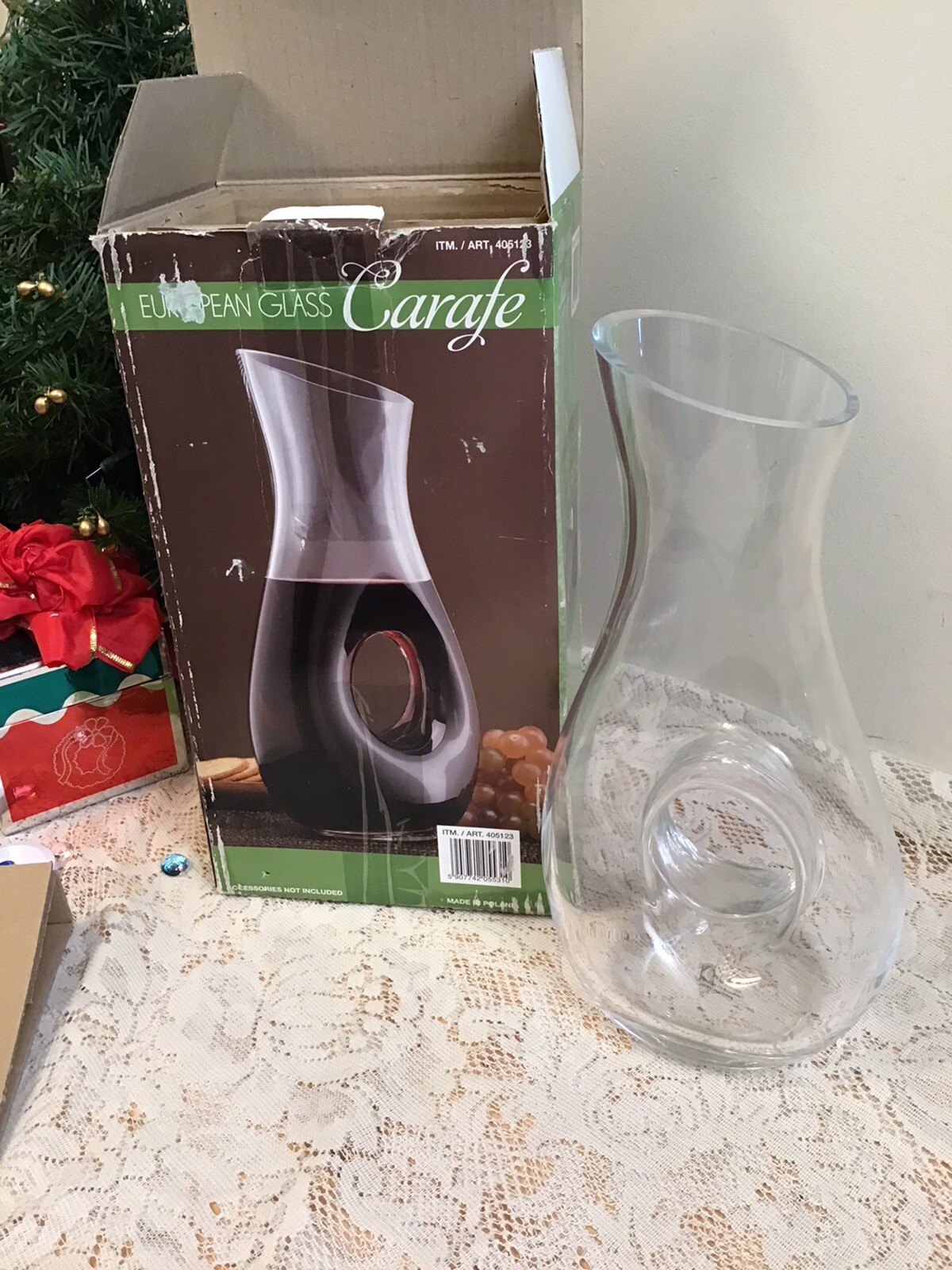 European Clear Glass Carafe Wine/Water Decanter Imported & Made in ...