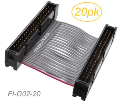 20x 2-inch 40-Pin (2x20) Male to Male 2.54mm-Pitch 40-wire IDC Flat ...