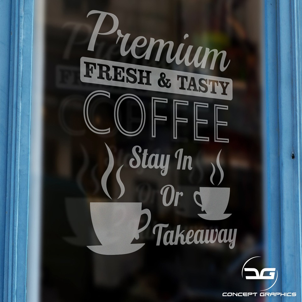 Coffee Shop Cafe Takeaway Window Door Sign Vinyl Decal Sticker in ...