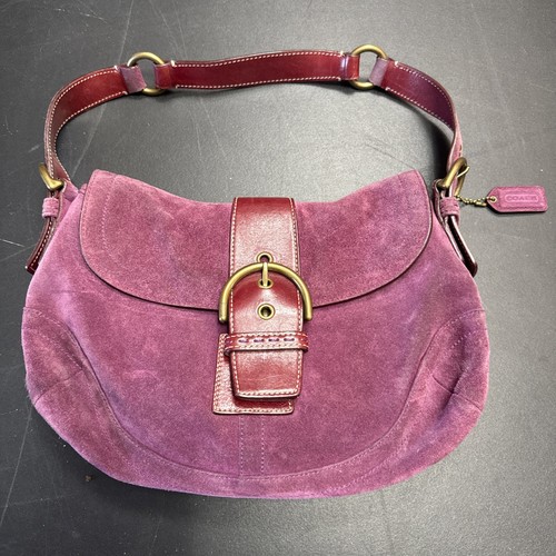 COACH Rare Soho Suede Signature Flap Shoulder Bag 9688 Purple | eBay