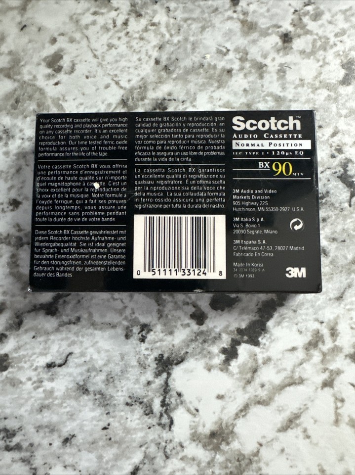 Vintage New/Sealed Scotch BX 90 Blank Audio Cassette Tape Normal Bias ...