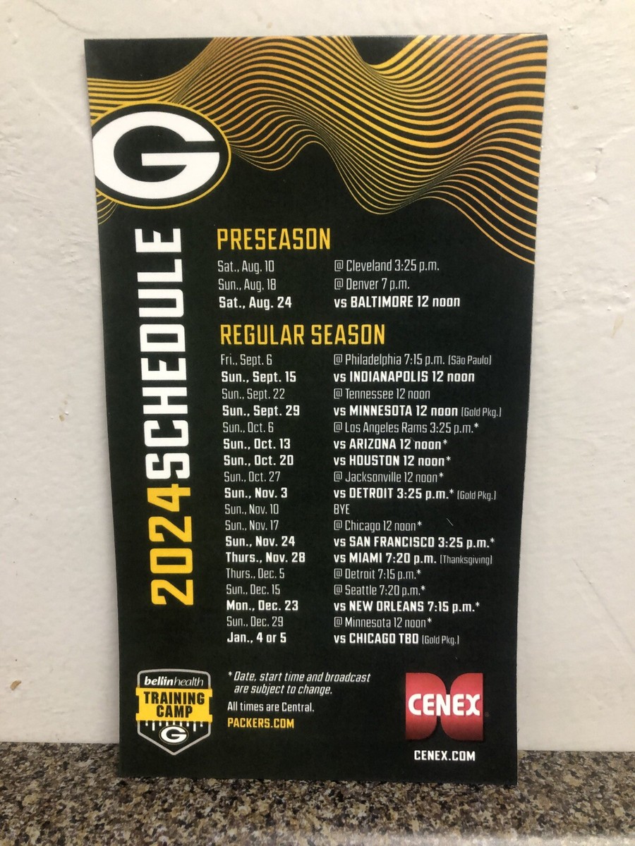 Calendario Do Green Bay Packers 2024