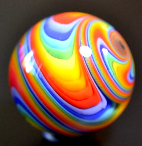 JAY SLACK GLASS MARBLE/1.443"-LOBED RAINBOW ARRAY-LILAC,LAVENDER,MINT ...