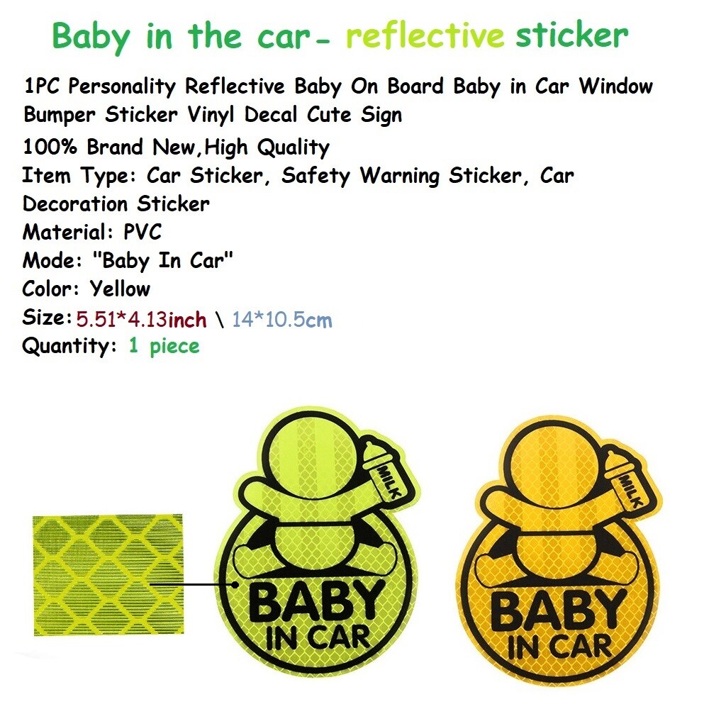 Baby on board reflective sticker , Cool baby with sunglasses ,Baby in ...