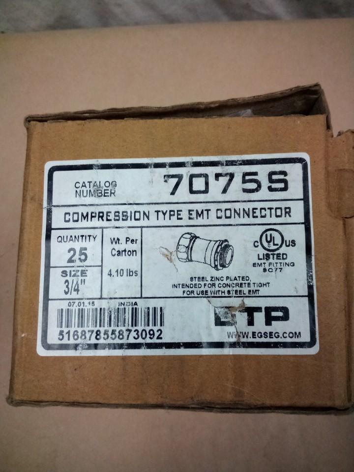 25 Pack Emerson Appleton 3/4" Compression Type EMT Connector 7075S | eBay