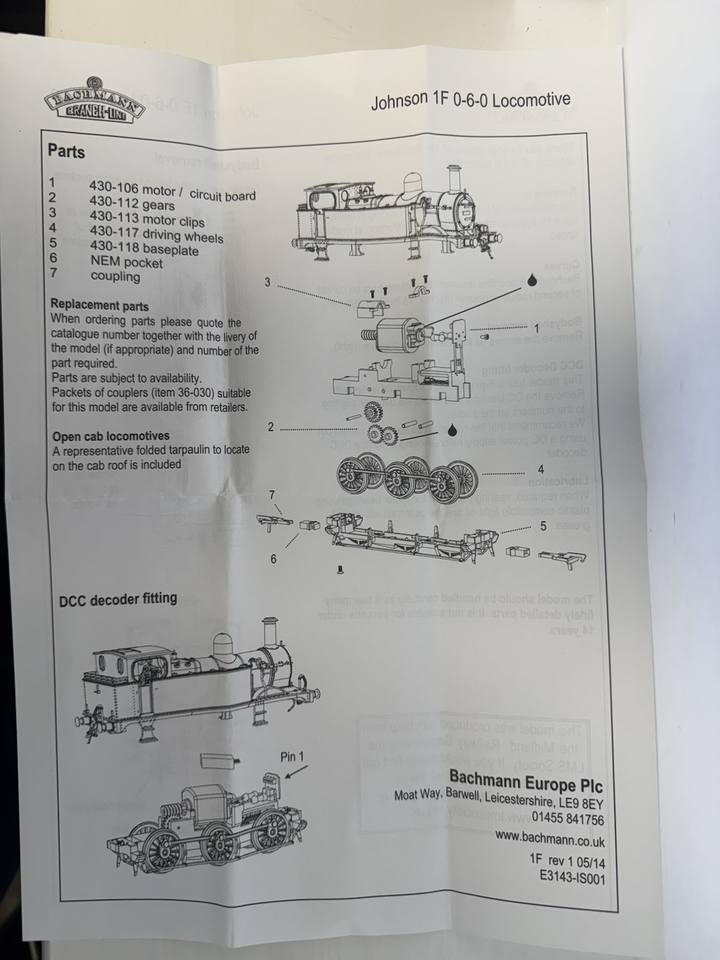 Bachmann 31-430, Midland Class 1F, 0-6-0, DCC Ready, LMS Black, 00 ...