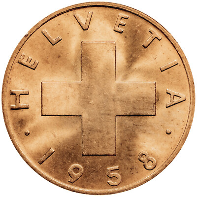 1 Rappen 1958 Switzerland coin Helvetia B (Bern) combined shipping | eBay