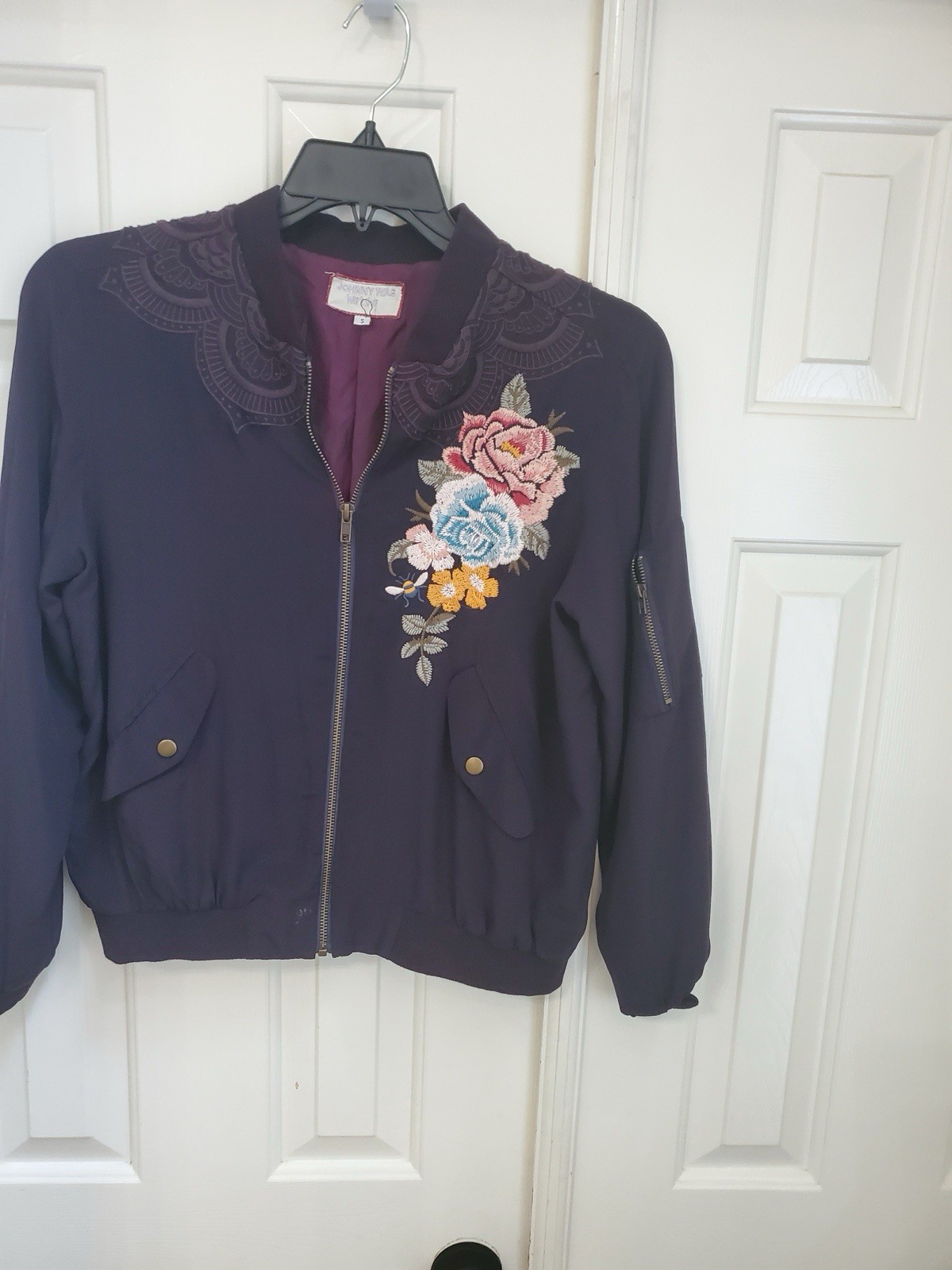 Johnny Was Jacket Women S - Silk Bomber Embroidered Boho Artsy Floral ...