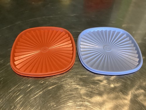 Two Tupperware Servalier Square Lids Only, Orange And Light Blue | eBay