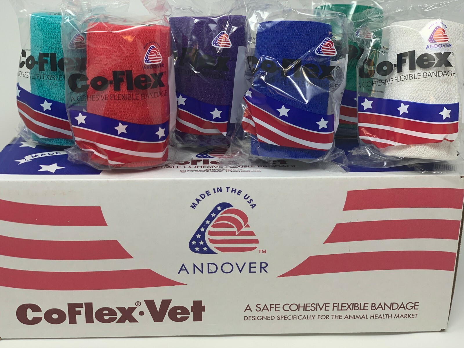 Andover Coflex 4" x 5 yards rolls 18 count Rainbow Pack