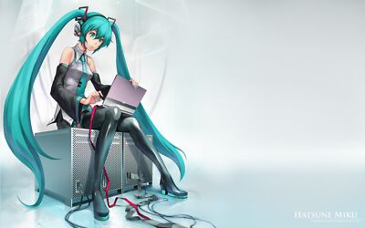 Anime hatsune miku computer wires laptop sitting girls Playmat Gaming ...