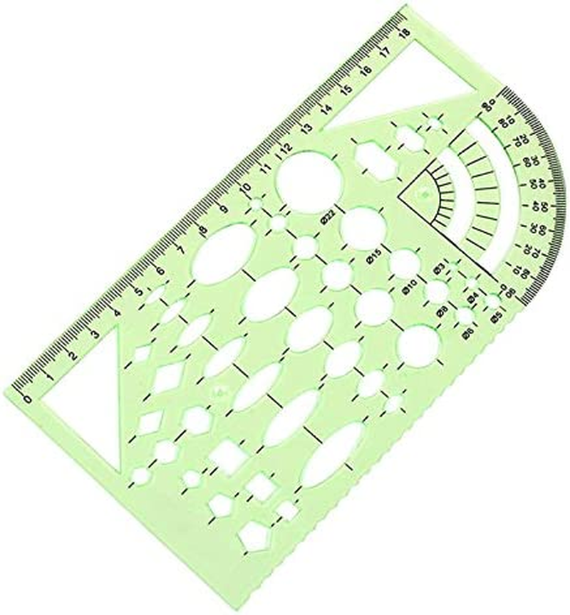 2PCS Plastic Green Measuring Templates Geometric Rulers for Office and ...