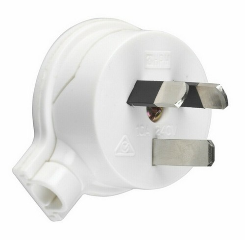 2x HPM TOP SIDE ENTRY PLUGS 10A 3-Pin Flat 45-Degree Cord Entry WHITE ...