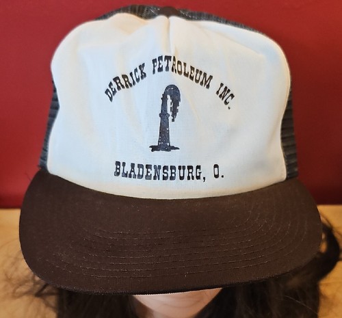 VTG 80s Derrick Petroleum Inc Snapback Trucker Hat Cap Bladensburg OHIO ...