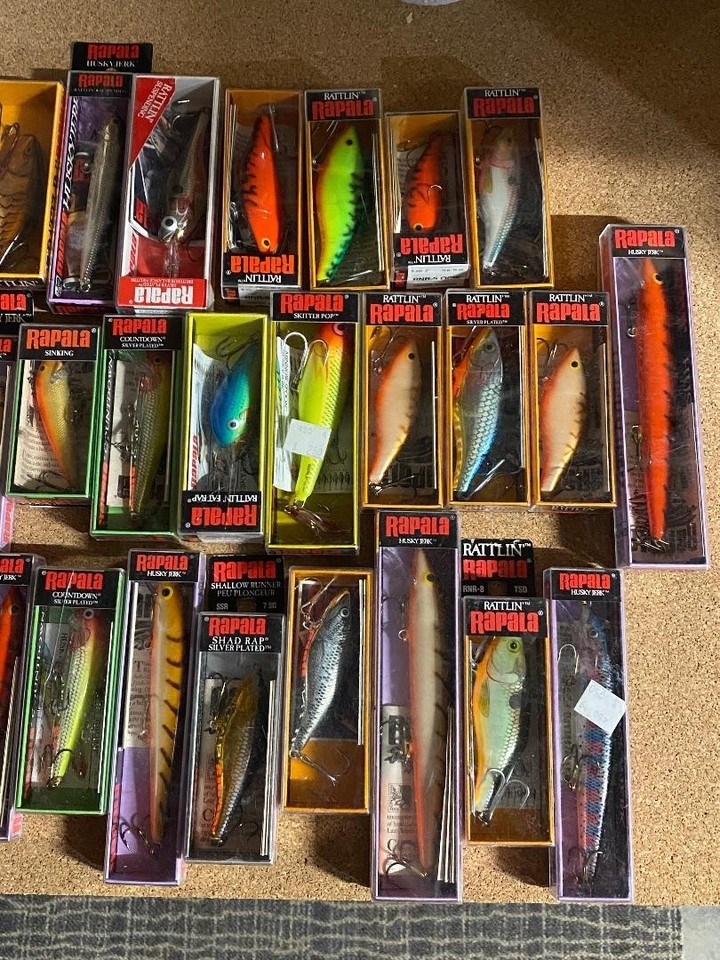 Lot of (40) NIB Vintage Rapala Rattlin/Husky Jerk/ Shad Rap & More ...