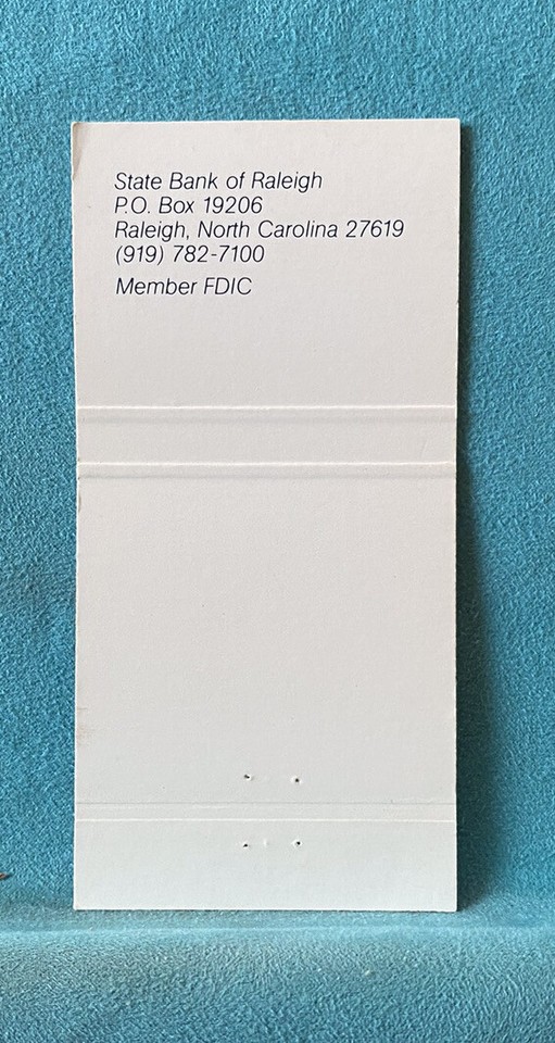 Matchbook Cover State Bank Of Raleigh Raleigh North Carolina | eBay