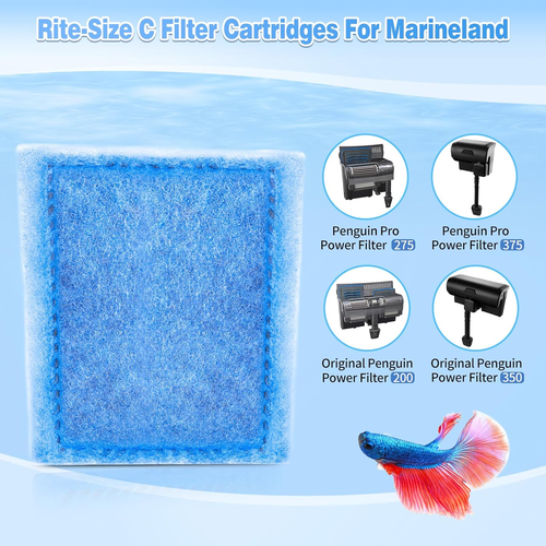 8 Pack Rite-Size C Filter Cartridges for Marineland Penguin PRO Power ...