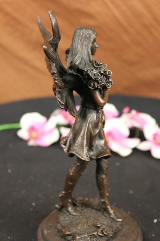 Nymph Fairy Angel Fantasy Bookend Classic Elegant Bronze Marble Statue ...