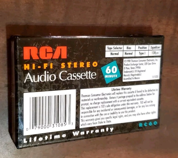 RCA Hi-Fi Stereo Audio Cassette Tape - 60 Minute - Model RC60 New ...