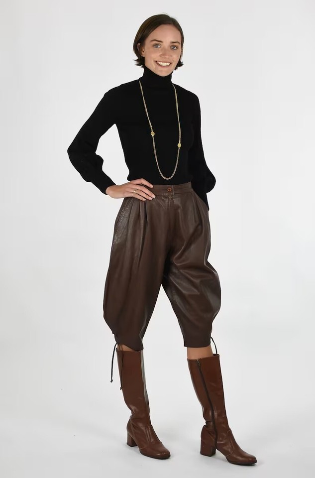 Vintage Leather Lederhosen Pants Brown 80s German Knickerbocker ...