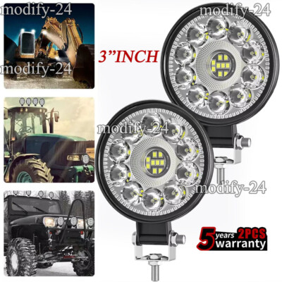 Pair 3" inch Round LED Work Lights Bar Spot Flood Fog Driving Lamp ...