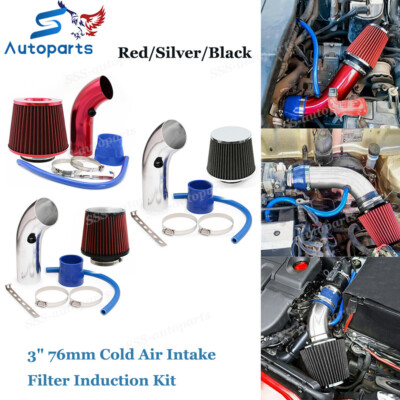 3" Car Cold Air Intake Filter Induction Kit Pipe Power Flow Hose System ...