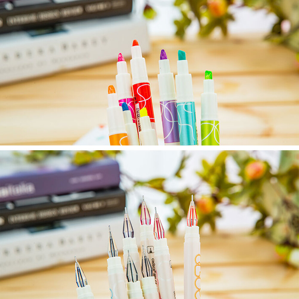 16pcs Highlighter Pen Student Marker Note Taking No Bleed Gift Dual Tip ...