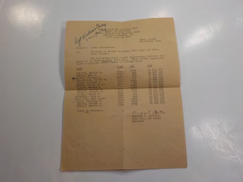 WW2 Document 1944 Aerial Engineer Training Unit Reno Nevada VTG War WW ...